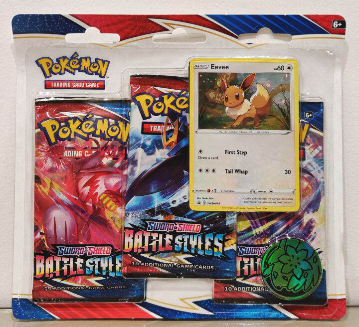 Pokemon TCG Sword&Shield Battle Styles 3-Pack Blister Featuring Eevee ...