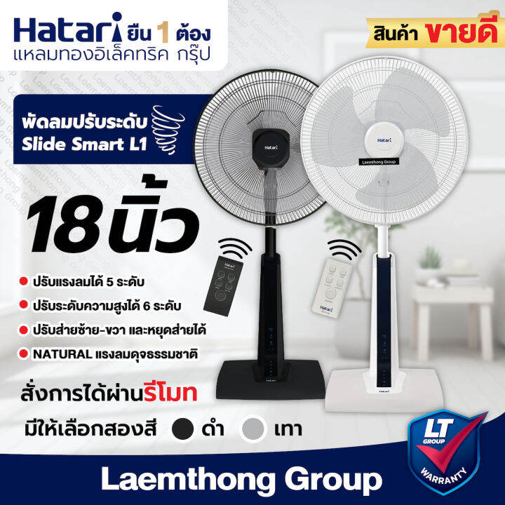 Hatari พัดลมปรับระดับ 18นิ้ว รีโมท รุ่น Slide Smart L1 : สินค้าพร้อมส่ง ltgroup | Lazada.co.th