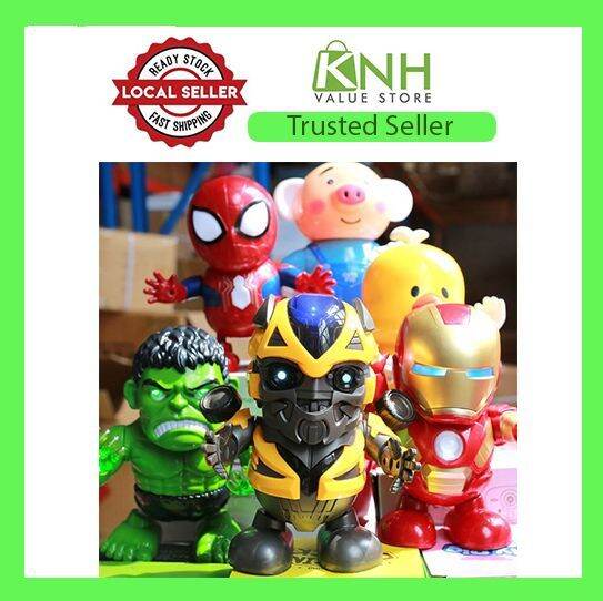 Dance Robot Hero Toy LED Flashlight Sound Mainan wira robot tarian ...