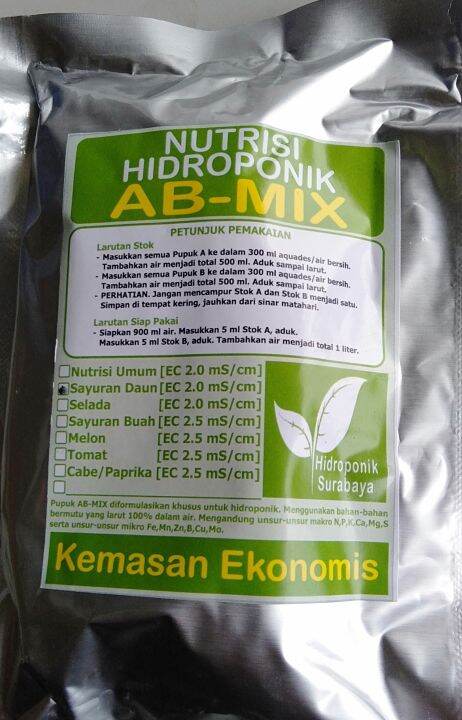 Pupuk Nutrisi Hydroponik AB MIX 300gr U-Sayur Daun, Sayur Buah dan Umum ...