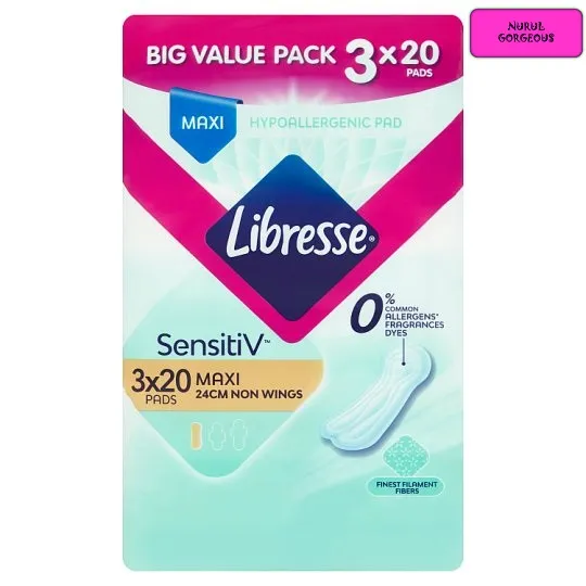 Libresse SensitiV Maxi Non Wings 24cm 3 Packs x 20 Pads | Lazada