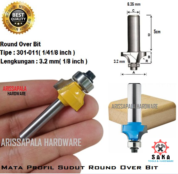 Jual Mata Profil Sudut Round Over Bit Mata Pisau Mesin Router Trimmer ...