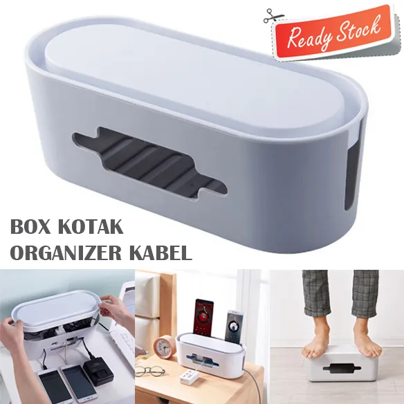 Kotak Organizer Kabel Charger Wire Cable Management Box Stop Kontak Bok ...