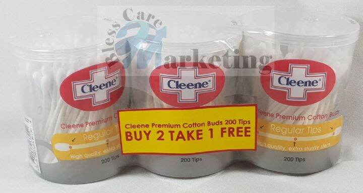 CLEENE PREMIUM REGULAR COTTON BUDS 3 X 200s PROMO PACK 4800067133040 ...