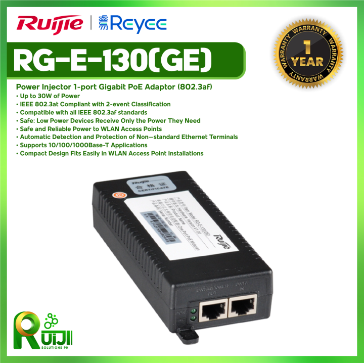 Ruijie Reyee RG-E-130(GE) Power Injector 1-port Gigabit PoE Adaptor ...