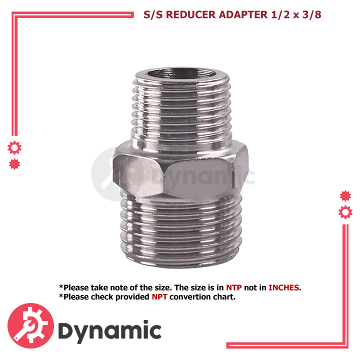 Stainless Fitting Male Hex Reducer Adapter Connector 1/2 NPT ( 20mm ) x ...