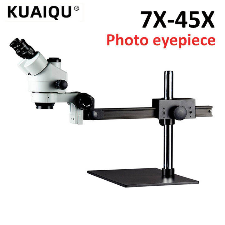 7X-45X Trinocular ZOOM Stereo Microscope Adjustable bracket lifting ...
