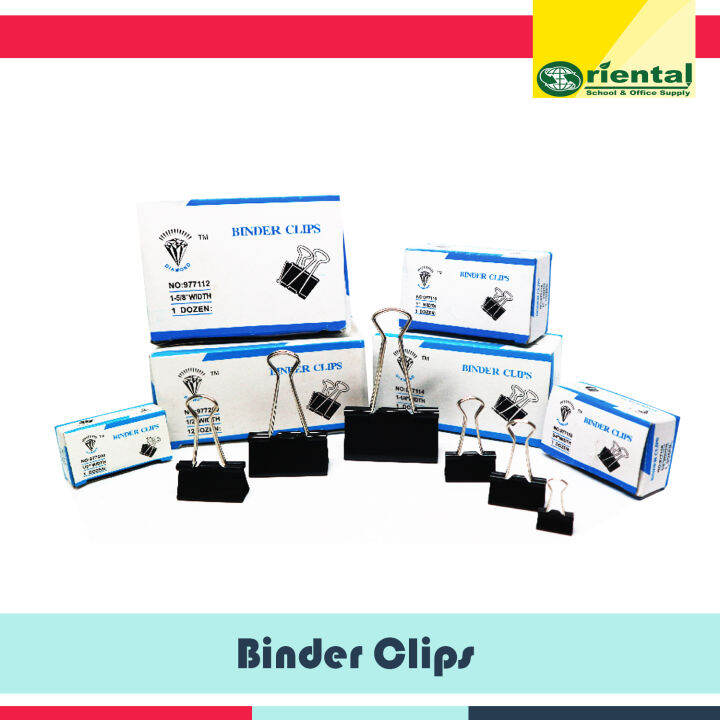 1 Dozen Binder Clips Fold Back Clip - in different sizes - 12pcs in a ...