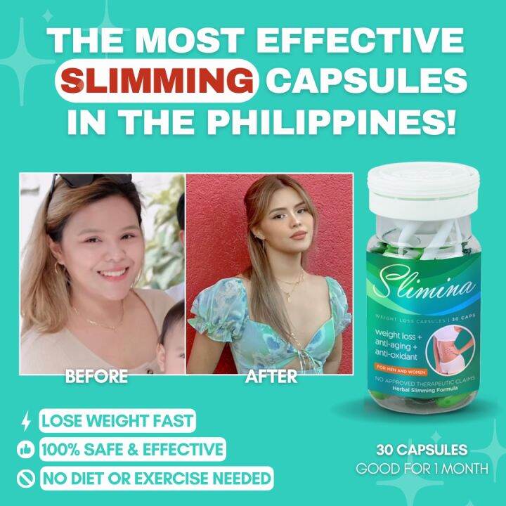 Magic Potions Genuine SLIMINA Slimming Capsules 30 capsules ( Appetite Suppressant ) | Lazada PH