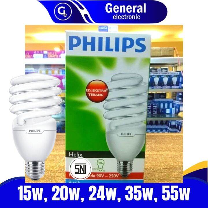 Lampu Bohlam Philips Helix Tornado Spiral Putih 15 Watt/ 20 Watt/ 24 Watt/ 35 Watt/ 55 Watt ...