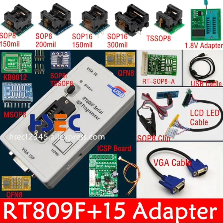 Original RT809F Serial ISP Programmer With Adapters +1.8V Adapter+SOP8 ...