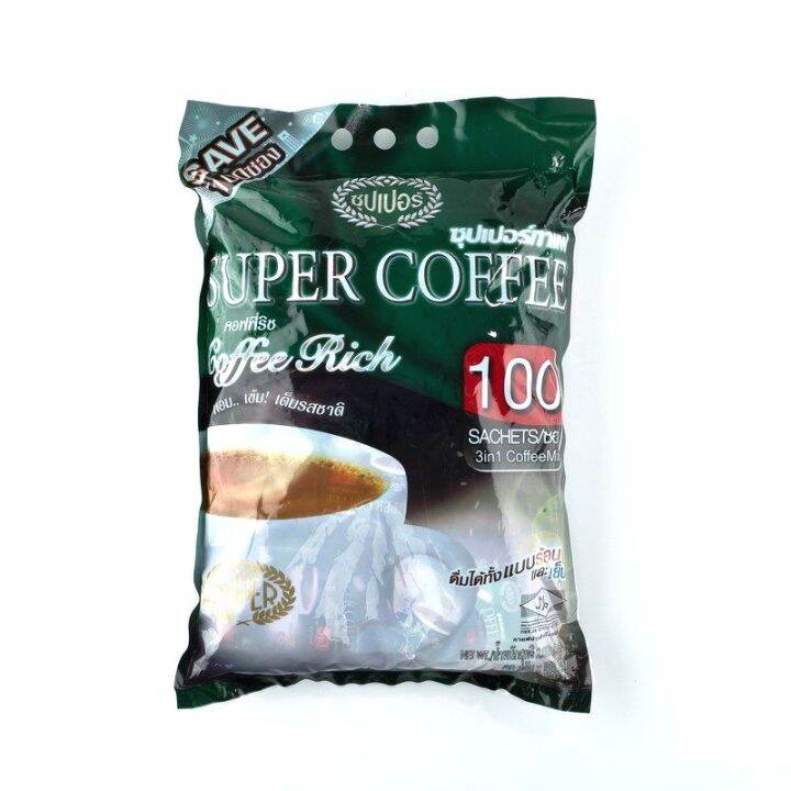 ซุปเปอร์ กาแฟปรุงสำเร็จชนิดผง 3in1 คอฟฟี่ริช 20 กรัม x 100 ซอง Super Coffee 3in1 Rich 20 g x 100 ...