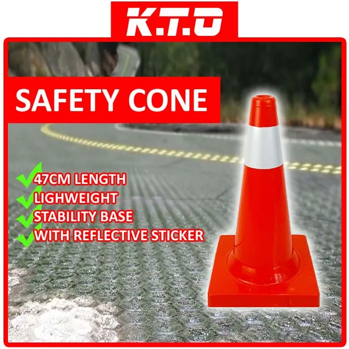 47CM PORTABLE REFLECTIVE LIGHTWEIGHT SAFETY CONE TRAFFIC PARKING ROAD ...