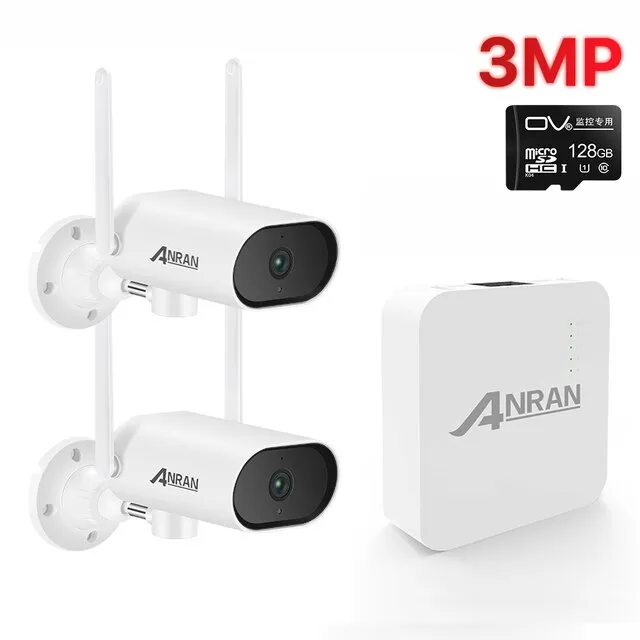 1 ANRAN 3MP Pan & Tilt Security Camera Set CCTV Video Camera Kit Wifi Mini NVR Outdoor Wireless ...