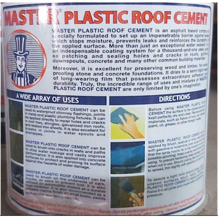 MASTER PLASTIC ROOF CEMENT 1LITER1GALLON ASPHALTO♜ | Lazada PH