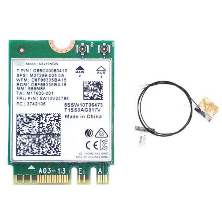 WI-FI 6E Bluetooth 5.2 for Intel AX210 Dual Band 3000Mbps M.2 Wireless Card AX210NGW 2.4G/5G 802 ...