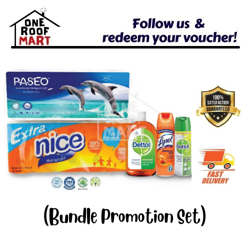 Paseo Toilet Paper + Nice Extra Bathroom Tissue + Dettol Antiseptic ...