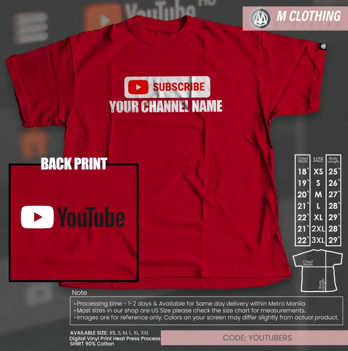 YOUTUBE SHIRT Youtubers T-shirt Customized your channel name Unisex ...