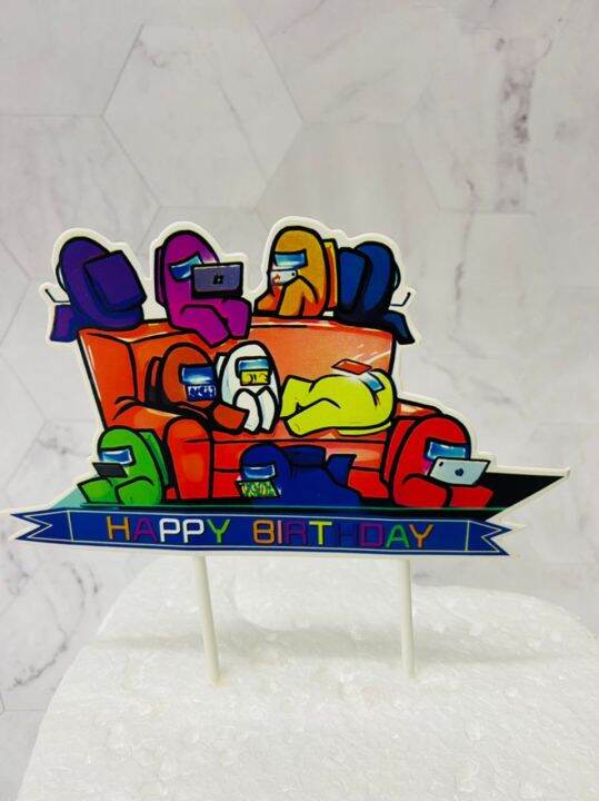 High Quality Among Us Cake Topper Hard Paper Card Quality Among Us Cake