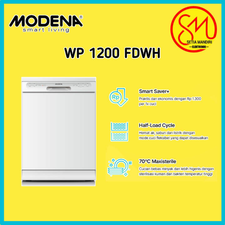 MODENA FREESTANDING DISHWASHER WP-1200-FDWH WP1200FDWH WP 1200 FDWH MESIN CUCI PIRING - GARANSI ...