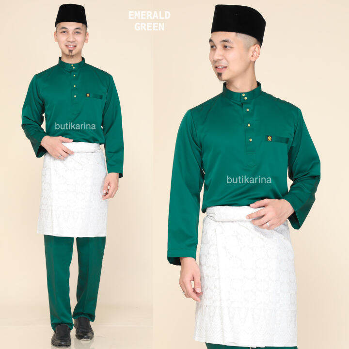 BAJU MELAYU RAYA 2021 BAJU MELAYU HIJAU EMERALD GREEN BAJU MELAYU MODEN ...
