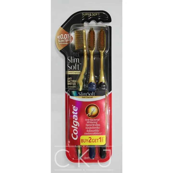 toothbrushe Colgate Slim Soft Charcoal Gold Toothbrush (Ultra Soft) BUY ...