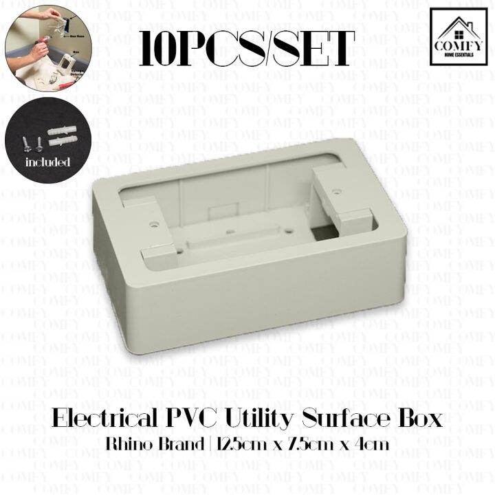 (10pcs/SET) Rhino Brand PVC Plastic Electrical Gray Surface Utility Box ...