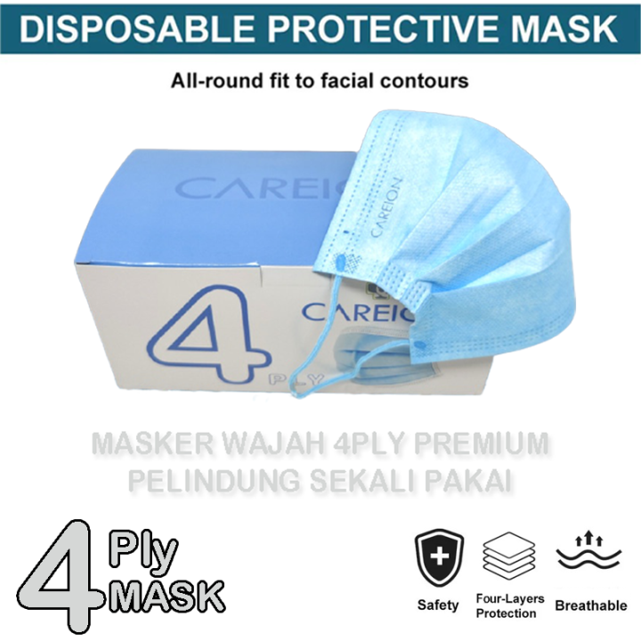 Masker Earloop 4 Ply Premium Masker 4Ply Earloop Face Mask isi 50 Pcs ...