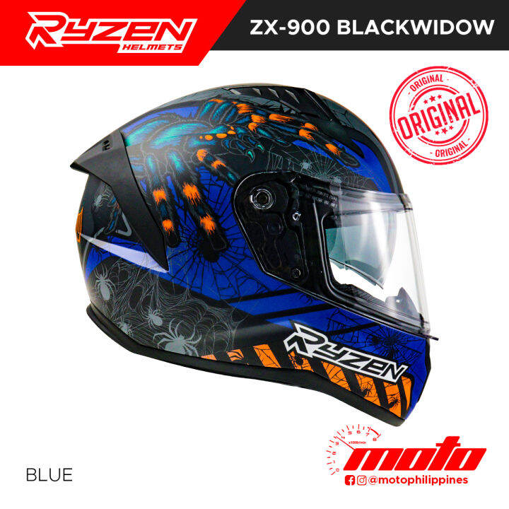 RYZEN ZX-900 Black widow Dual Visor Full Face Helmet | Lazada PH