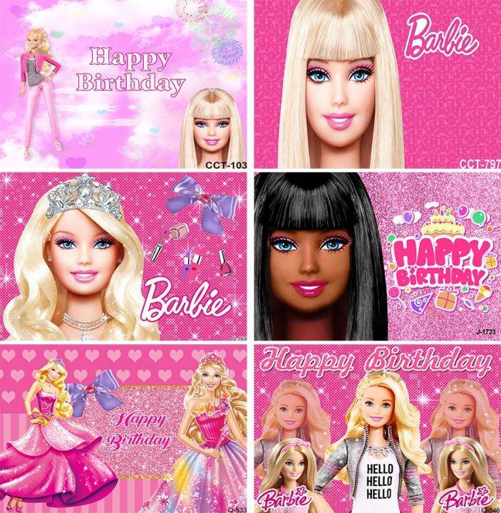 Disney Princess Barbie Backdrop Kids Birthday Baby Shower Background ...