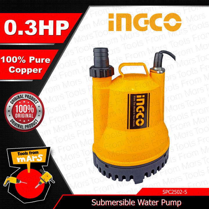 INGCO Submersible Water Pump 0.3 HP SPC2502-5 100% PURE COPPER IPT ...