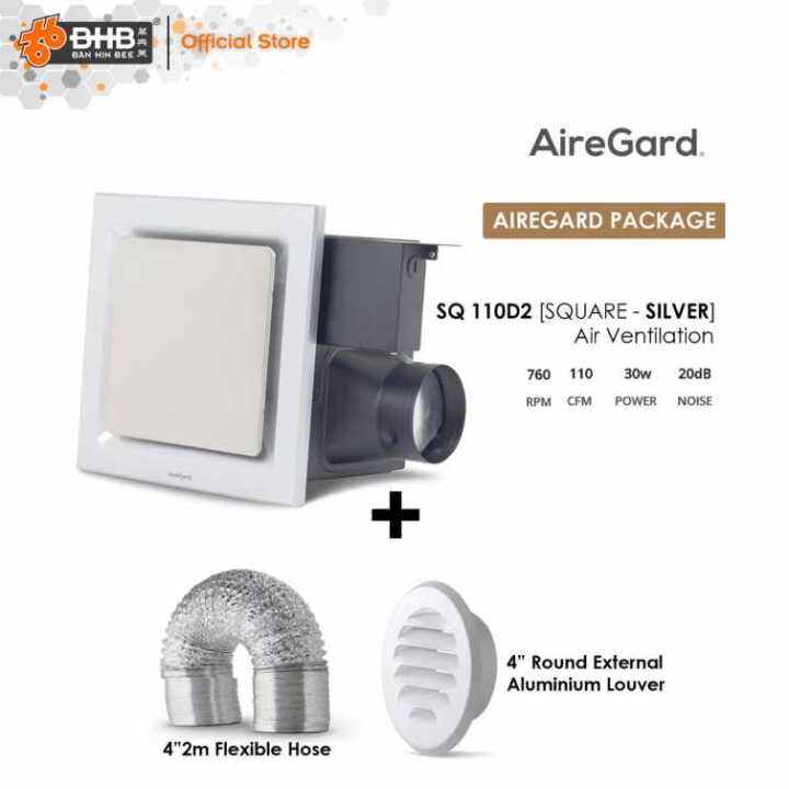 [COMBO SET] AireGard SQ-110 D2 Air Ventilation Exhaust Fan Super Quiet ...