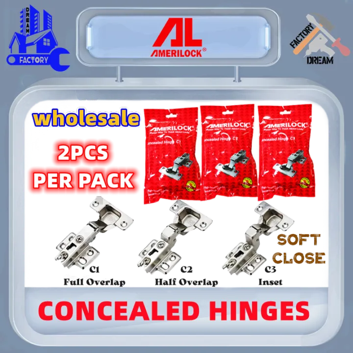 AMERILOCK Original Concealed Hinges for Cabinet 1 PAIR ( 2pcs per pack ...