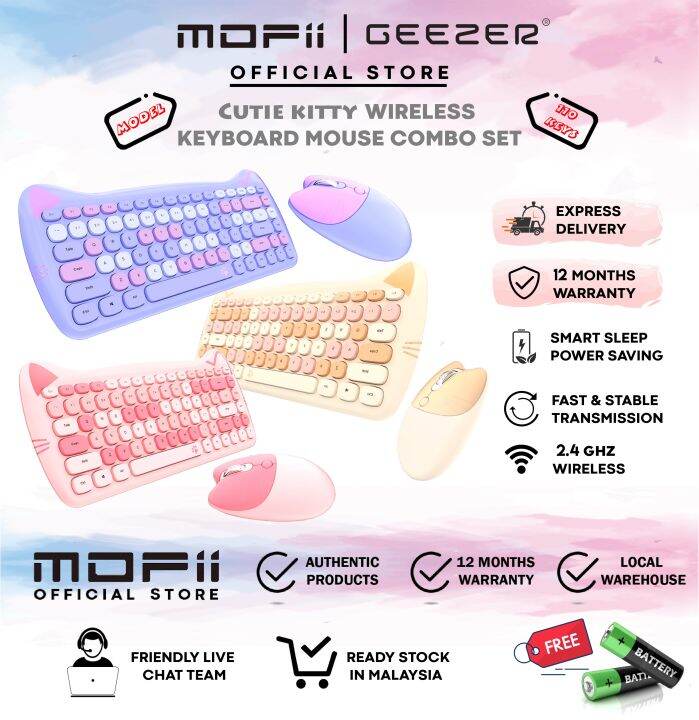 Mofii Geezer Cute Cat 2.4G Wireless Keyboard Mouse Set | Lazada