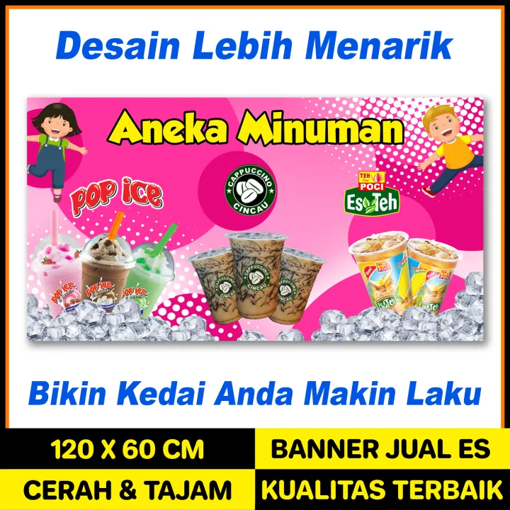 BANNER SPANDUK JUALAN MINUMAN ES CAPCIN BOBA TEH POCI WARUNG JUS BUAH ...