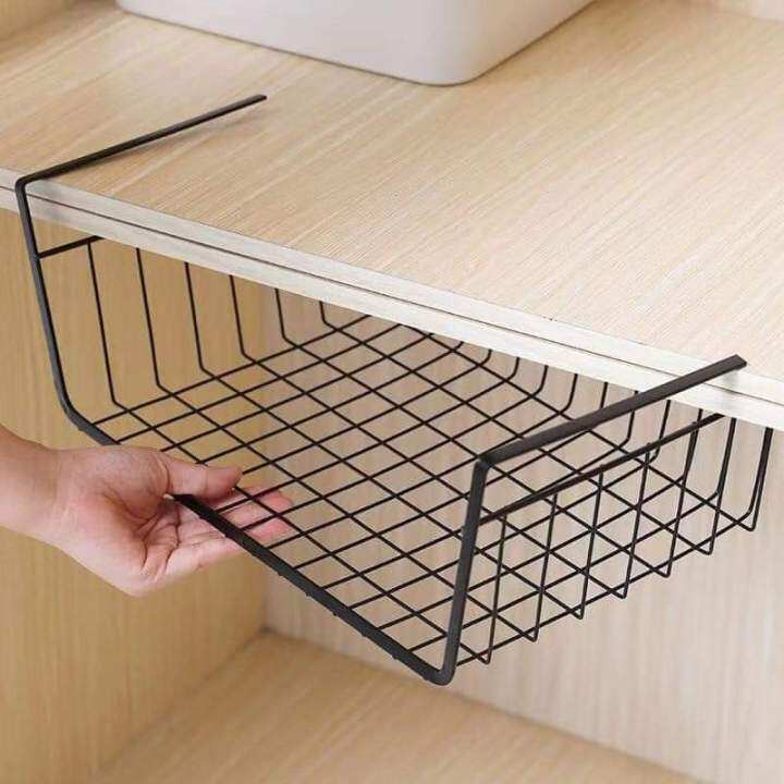 Ulife Under Shelf Table Storage Basket Rack Desk Wire Cabinet Hanging ...