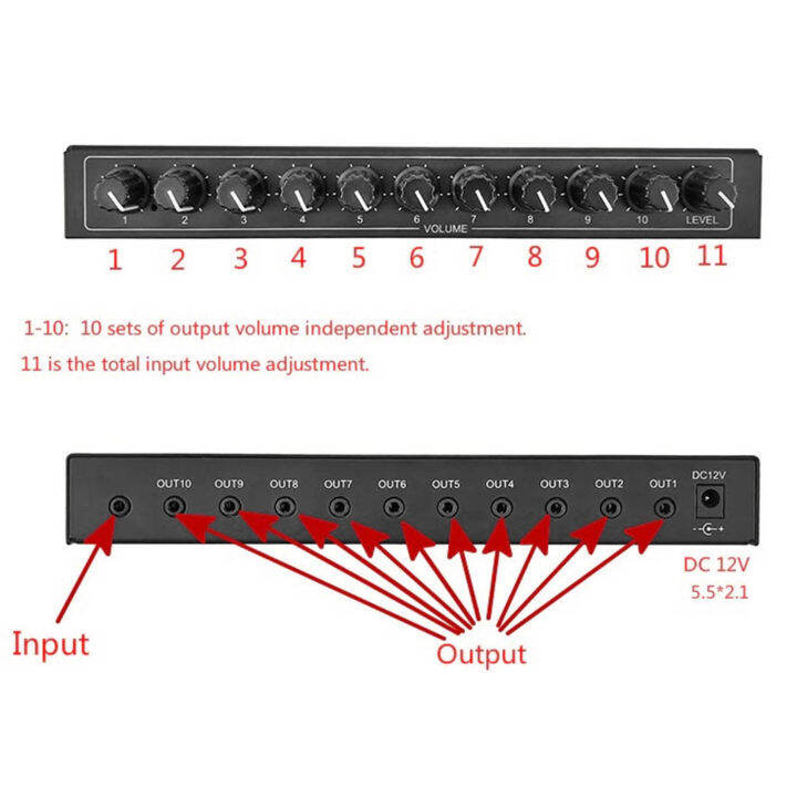 Headphone Amplifier Distributor Stereo Practical 12dB 10 Channel ...
