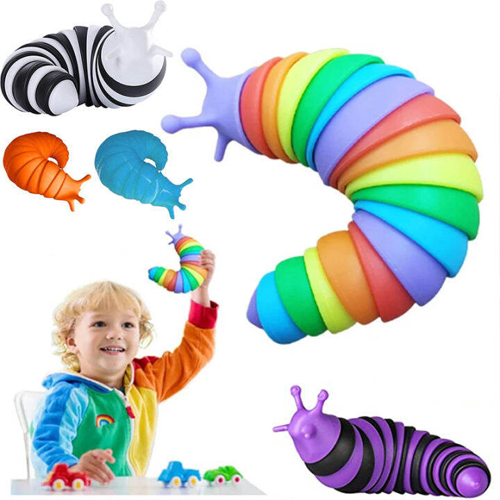 Rainbow 3D Slug Fidget Toy New Fidget Toy Slug Articulated Flexible ...