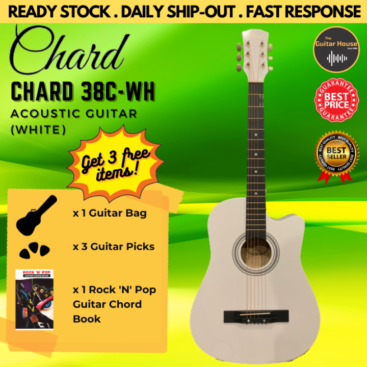 38 inch Chard Acoustic Cutaway Guitar White Beginner Package | Lazada