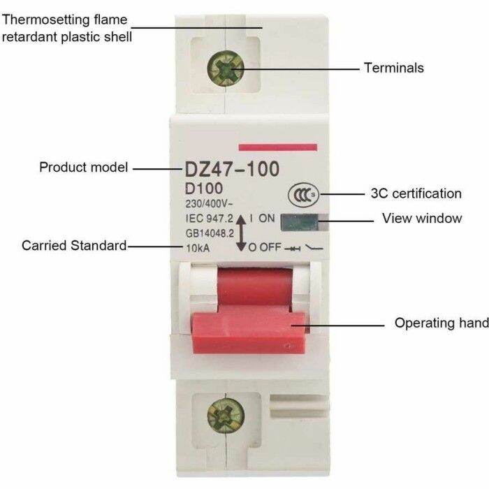 MCB DC 100A DZ47-100 100 Ampere D100 Solar Panel Surya Circuit Breaker ...
