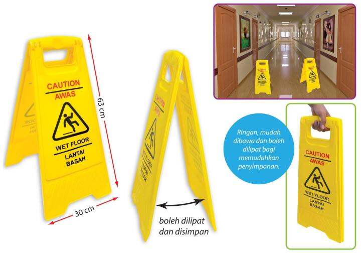 Penanda Awas Lantai Basah, Wet Floor Yellow Stand Sign | Lazada