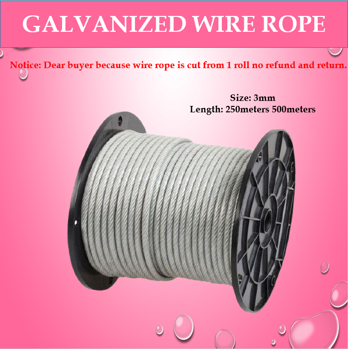 Steel Cable 3mm 250m 500m Galvanized Steel Wire Rope Steel Wire Rope ...