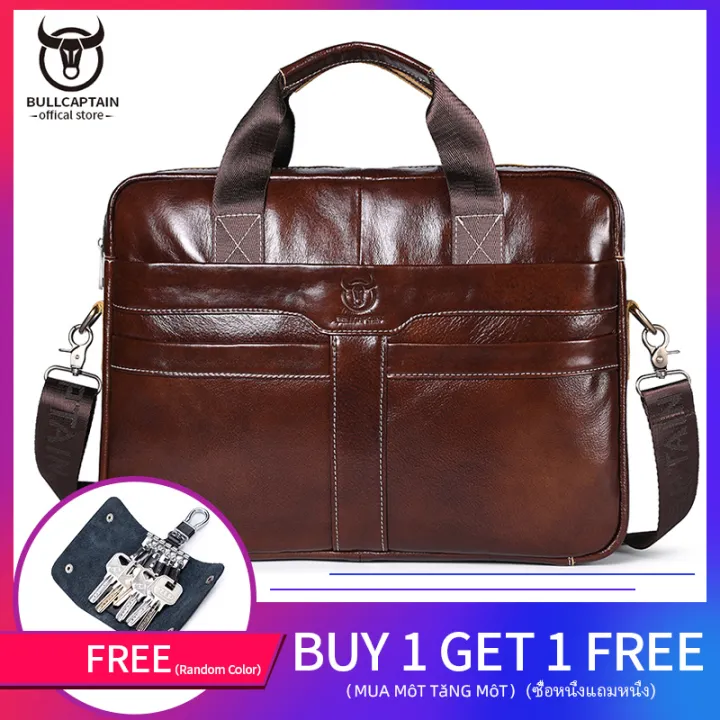 BULLCAPTAIN Genuine Leather Men's Briefcase High Quality Business ...