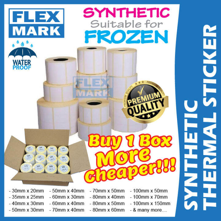 [1 Carton] FLEXMARK Synthethic Thermal Sticker AWB Shipping Label Barcode Paper Printer Roll A6 ...