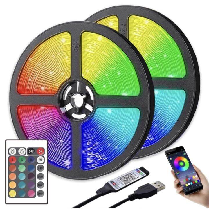Original Lucky 5M 2835 USB LED Strip Light DC 5V RGB Lights W/24Key ...