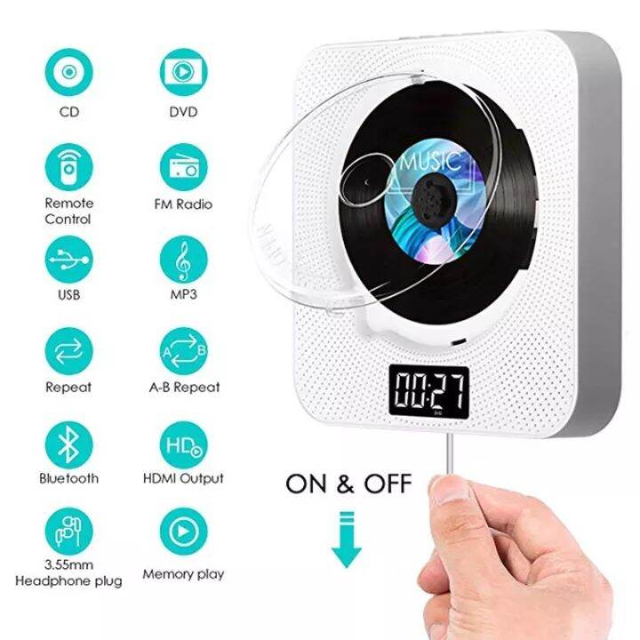 Bluetooth Wall Mounted CD Player Home DVD HD DVD Players with Radio ...