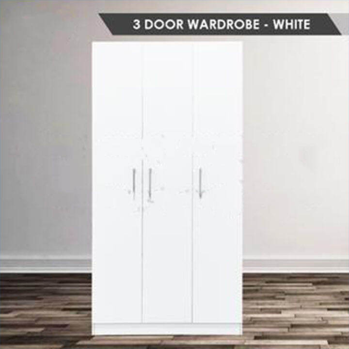 OKURA Modern 2 Door / 3 Door Wooden Wardrobe with Hanging Rod and Compartment Almari Baju ...