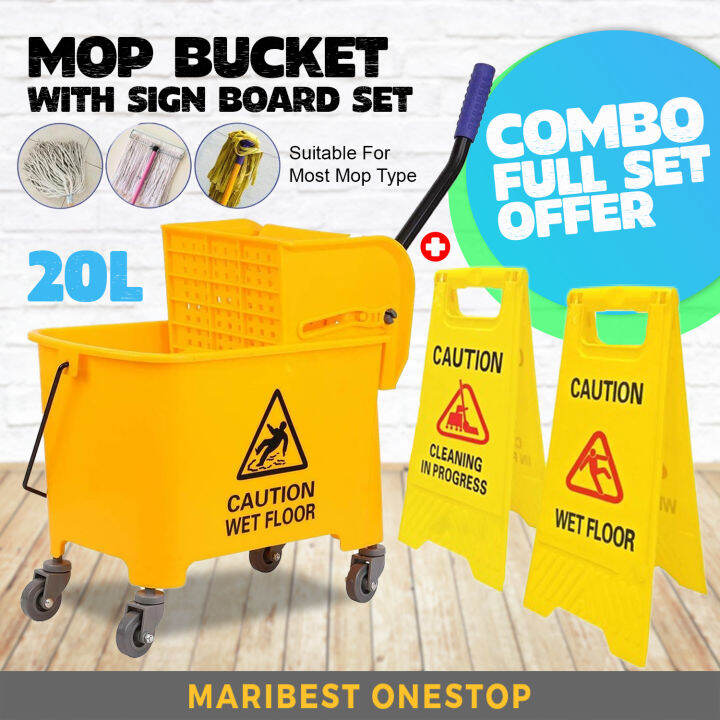 8068 Mop Cart Mop Cart Wringer Mop Pail Bucket With Castor 20L ...