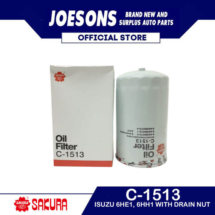 C-1513 OIL FILTER ISUZU 6HE1 / 6HH1 W/ DRAIN NUT (SAKURA) | Lazada PH
