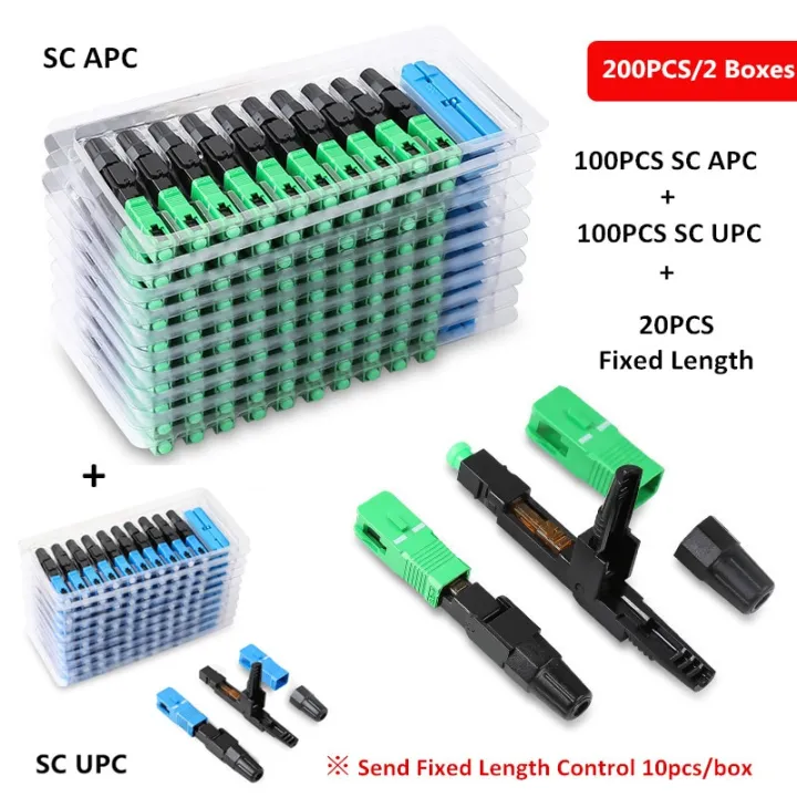 200 PCS Embedded SC APC + SC UPC Fiber Optic Fast Connector single mode fiber optic quick ...